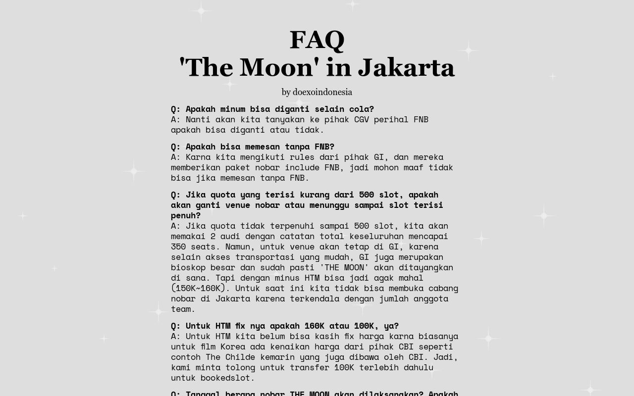 FAQ 'The Moon' in Jakarta
